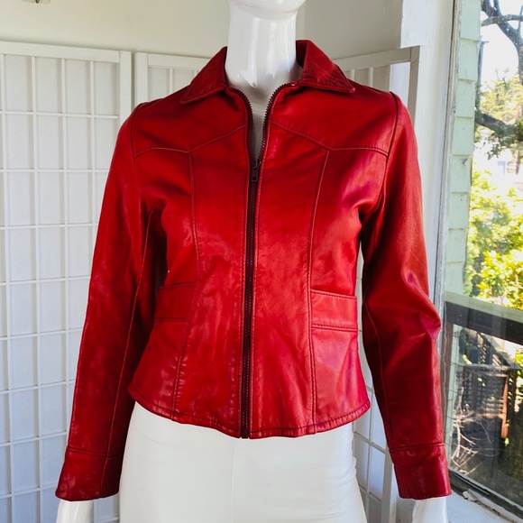 Vintage | Jackets & Coats | Vintage Womens Red Leather Jacket S | Poshmark